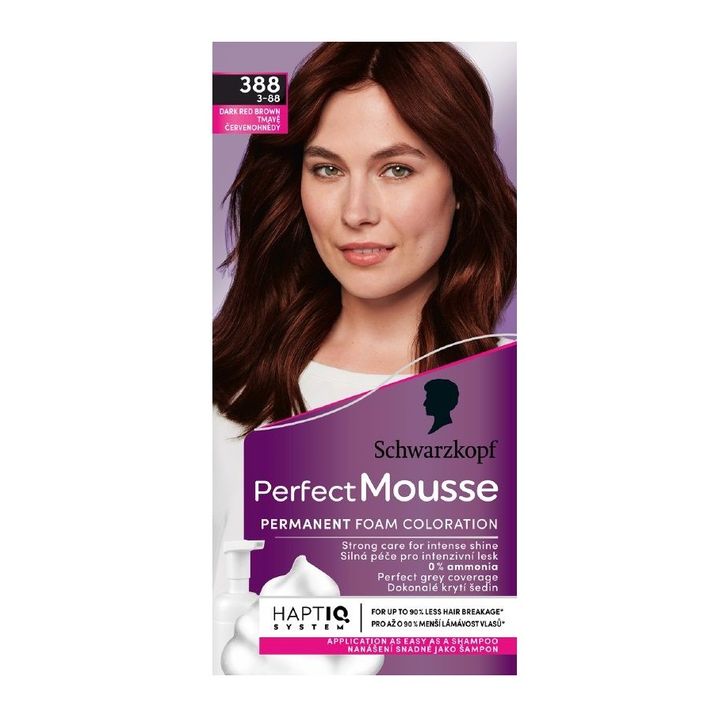 Schwarzkopf Perfect Mousse Трайна мус-боя без амоняк, 388 Тъмно червено ...