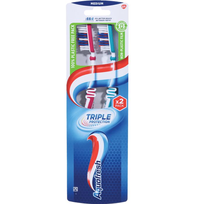 AquaFresh Triple Protection Четка за зъби - Medium х1 + 1 броя