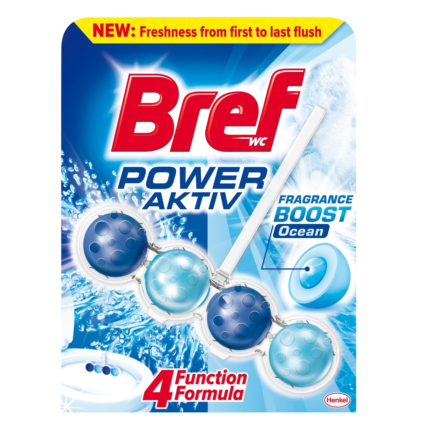 Bref WC Power Active 4 Трърдо тоалетно блокче с аромат на океан х1 бр