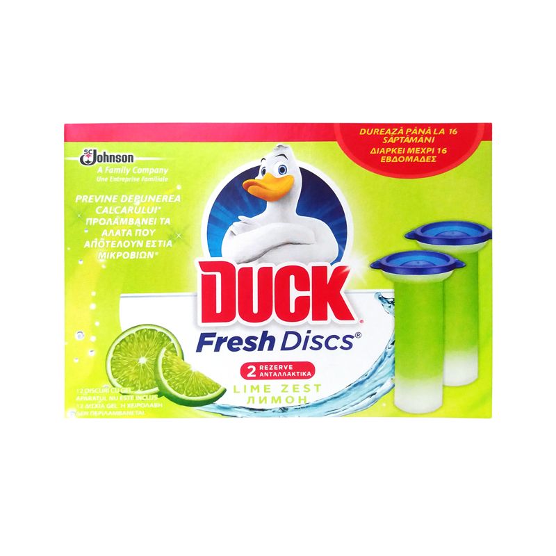 Duck Lime Zest Пълнител гел-диск за дозатор за тоалетна чиния с аромат ...