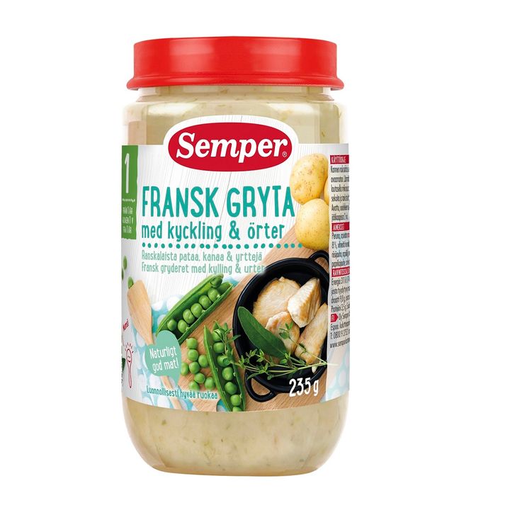 Semper Пюре Френска яхния с пиле и билки от 1 годишна възраст x 235гр ...