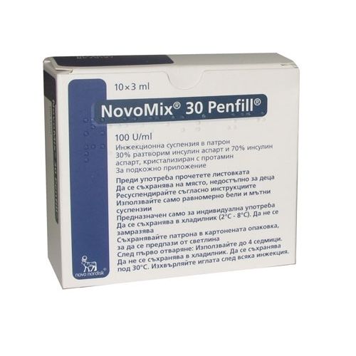 Новомикс 30 Penfill 100 IU/мл инжекционна суспензия в патрон 3 мл х10 броя