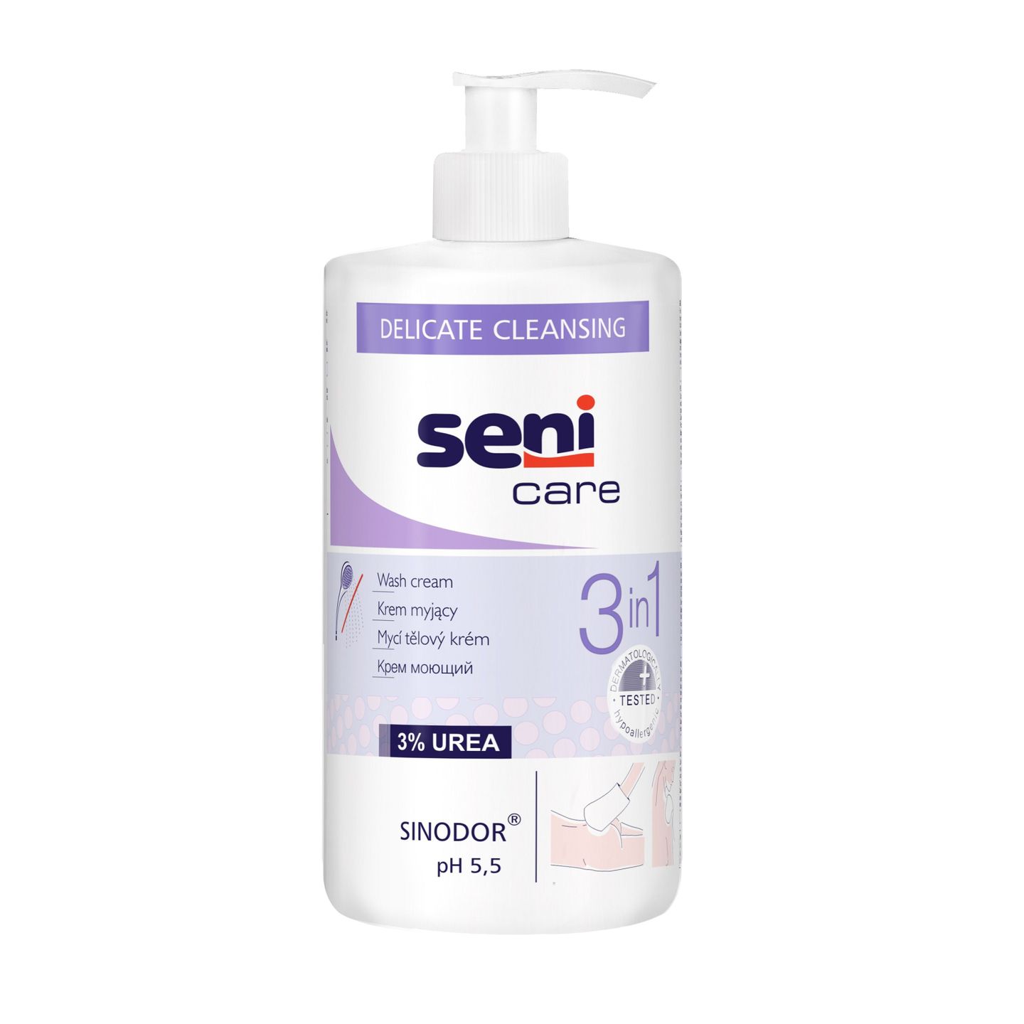 Seni Care 3in1 Измиващ крем с тройно действие и 3% урея за чувствителна ...