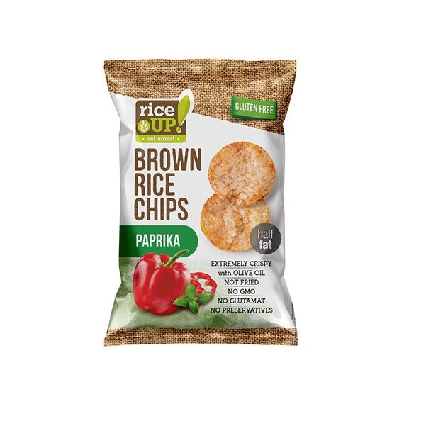 Rice Up Brown Rice Chips Paprika Чипс от кафяв пълнозърнест ориз с ...