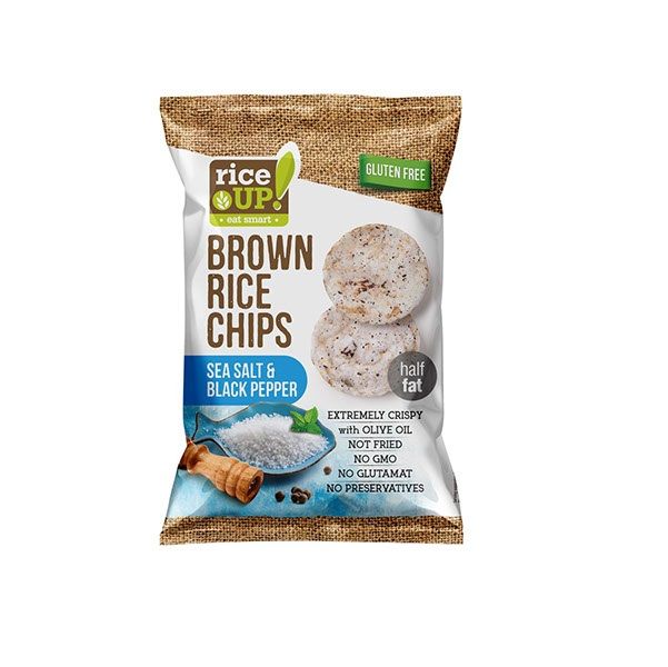 Rice Up Brown Rice Chips Sea Salt & Black Pepper Чипс от кафяв ...
