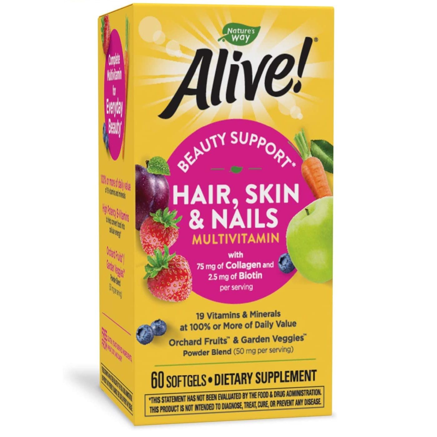 Nature's Way Alive Мултивитамини за коса, кожа и нокти с аромат на ...