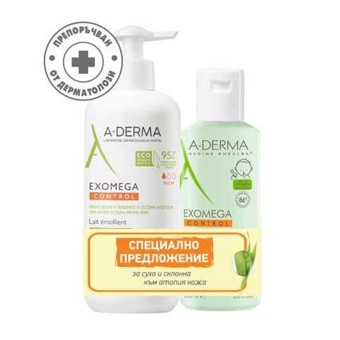 A-Derma Промо комплект Хидратиращо мляко за тяло и Почистващ гел за ...