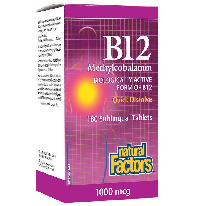 Natural Factors Vitamin Б12 Methylcobalamin 1000 µg x180 сублингвални ...