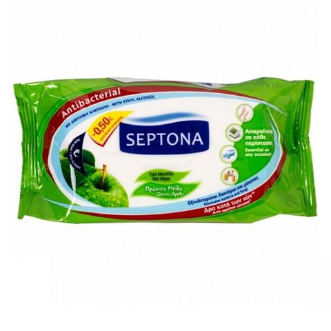 Septona Apple Антибактериални мокри кърпи с аромат на зелена ябълка x60 ...