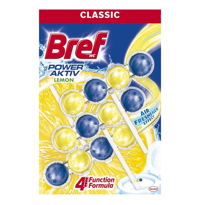 Bref Power Active Lemon Твърдо тоалетно блокче 3x50 грама