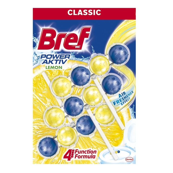 Bref Power Active Lemon Твърдо тоалетно блокче 3x50 грама