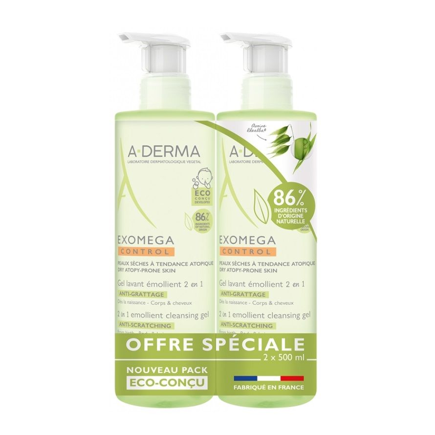 A Derma Exomega Control Емолиентен почистващ гел 2 в 1 за бебета и деца