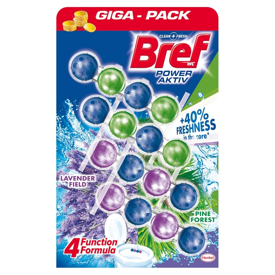 Bref Power Active Твърдо тоалетно блокче с аромат на бор и с аромат на ...