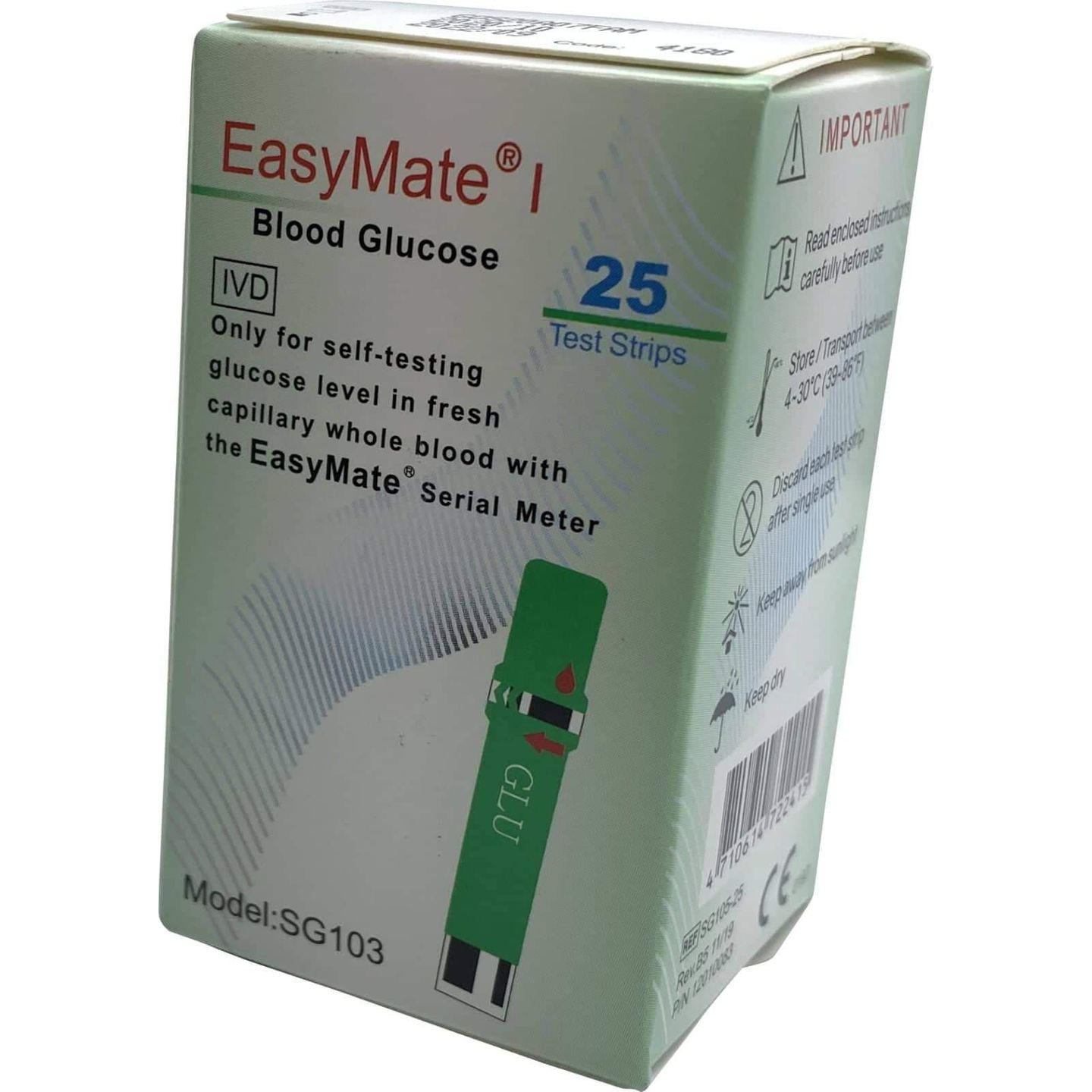 Easymate Тест ленти за измерване на глюкоза х25 броя