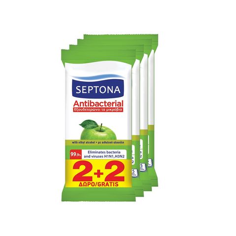 Septona Антибактериални мокри кърпи за ръце с аромат на зелена ябълка ...