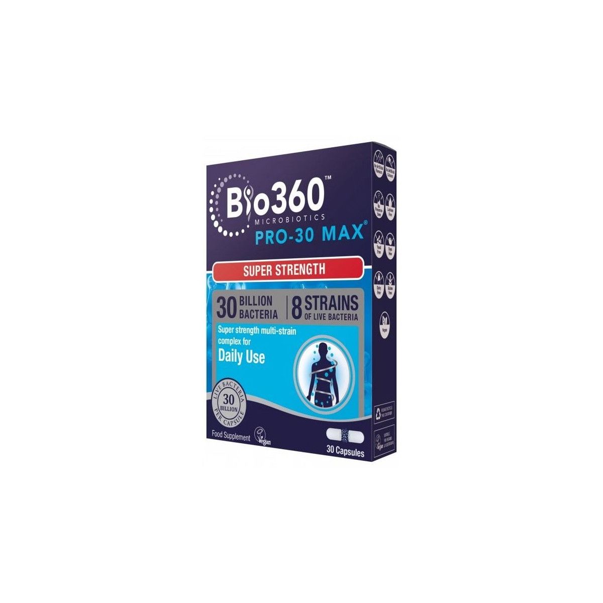 Pro-30 Max Пробиотик 30 милиарда бактерии х30 V-капсули Natures Aid