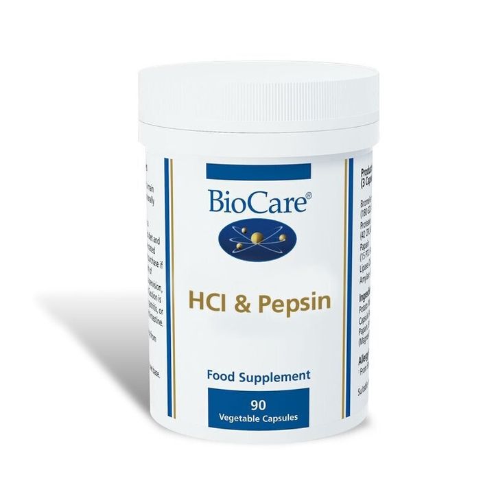 HCl & Pepsin Бетаин хидрохлорид и пепсин x90 капсули, Biocare