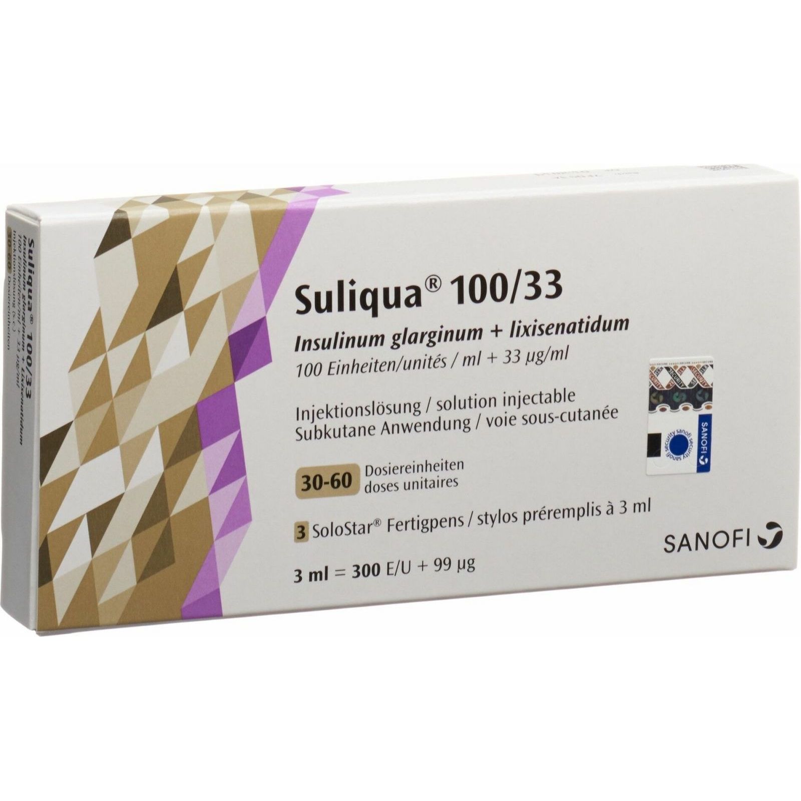 Suliqua 100 единици/ml + 33 микрограма/ml инжекционен разтвор в ...