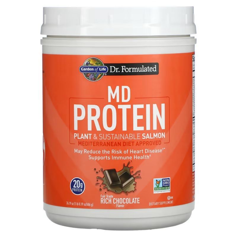 Dr. Formulated Растителен и сьомга протеин с вкус на шоколад x686 грама ...