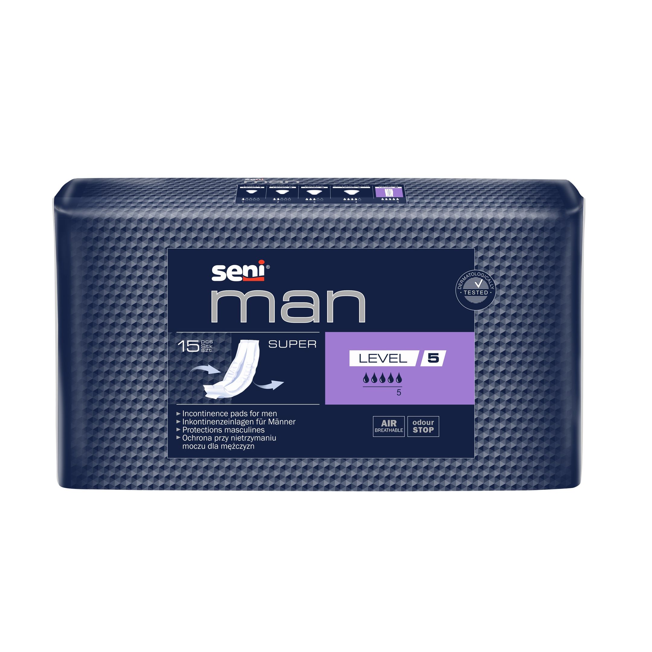 Seni Man Super Дишащи урологични подложки за мъже за лека и средна ...