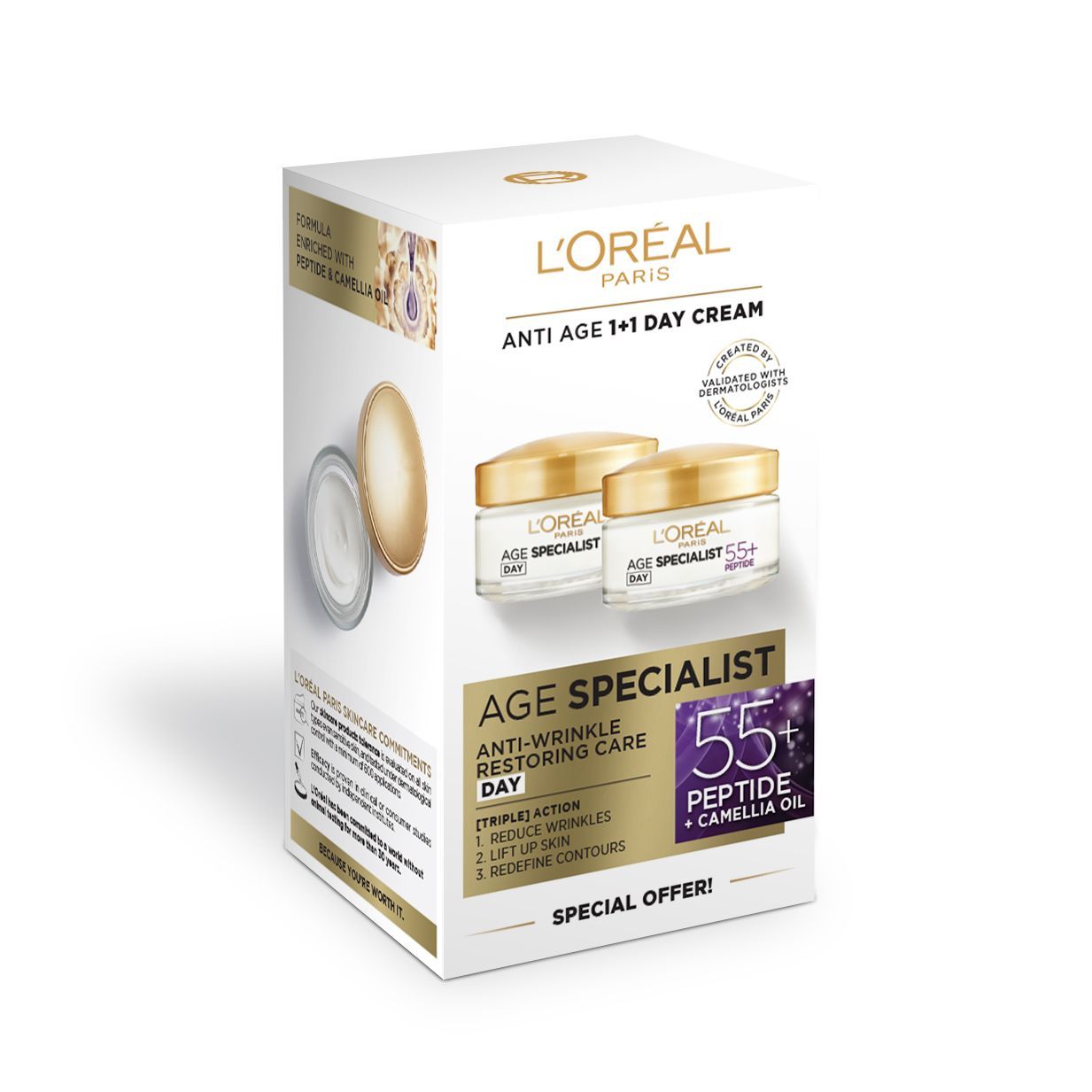 Loreal Paris Age Specialist 55+ Възстановяващ дневен крем против бръчки ...