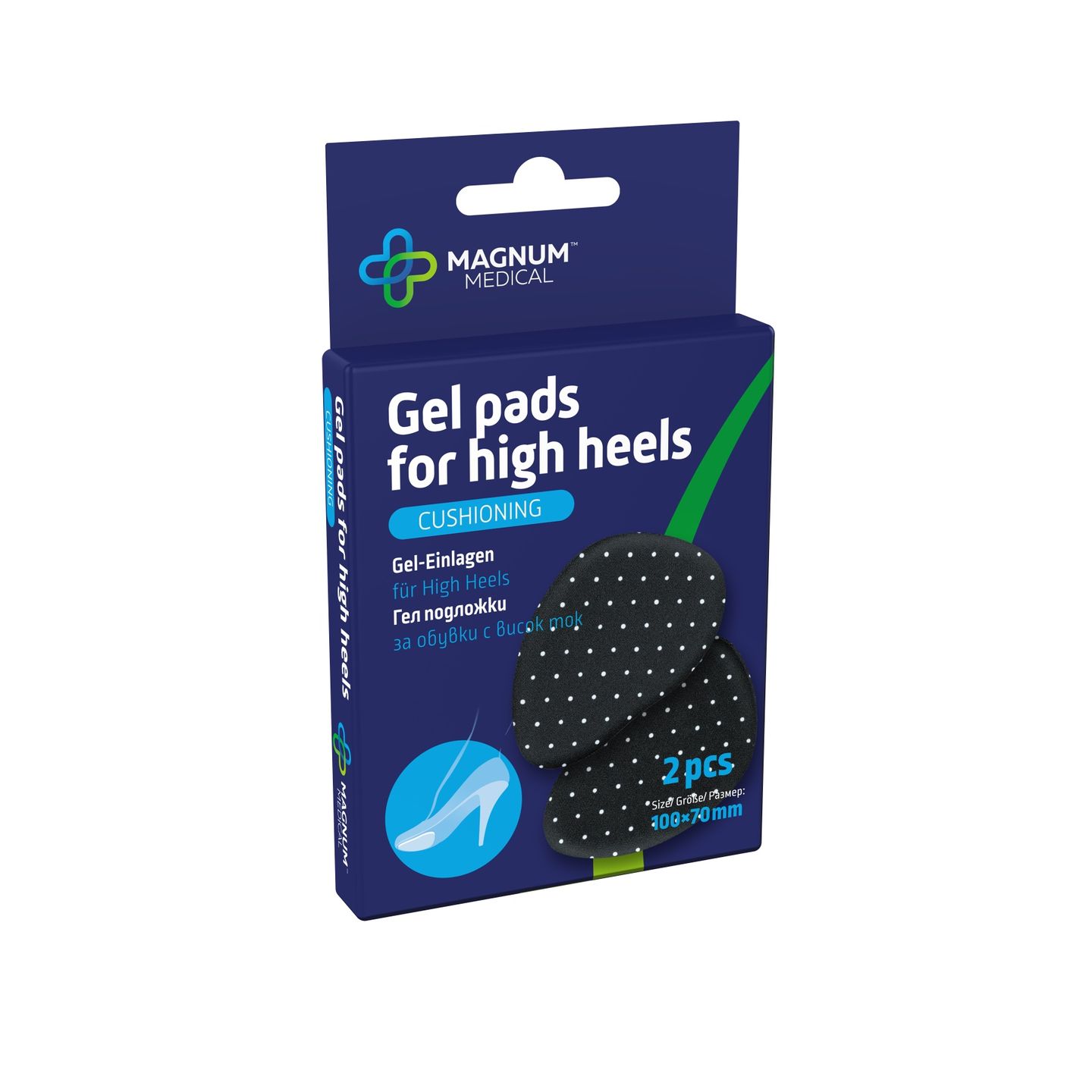 Magnum Medical Гел подложки за обувки с висок ток x2 броя, размер 100x70 мм