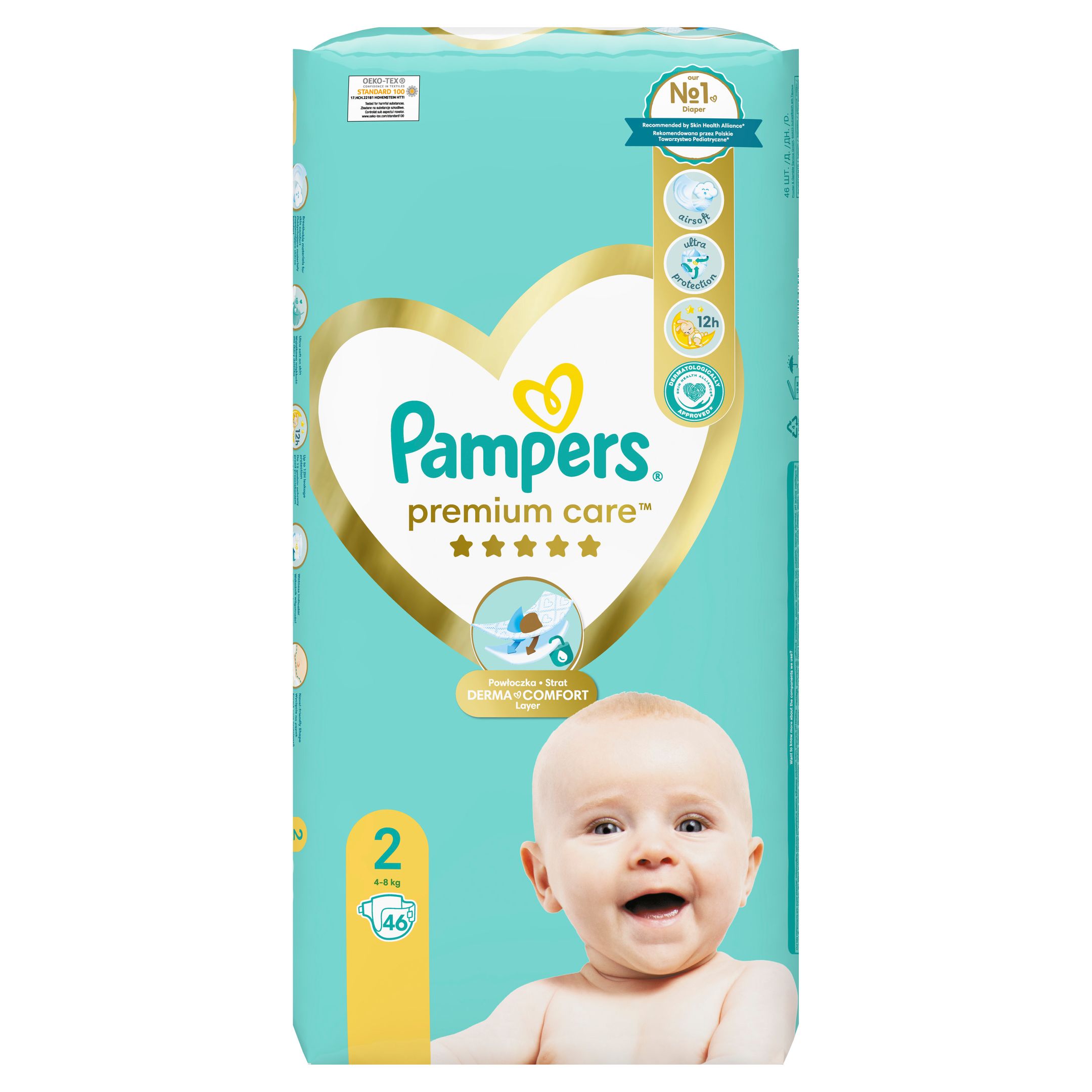 Pampers Premium Care 2 Пелени за деца от 4 до 8 килограма x46 броя