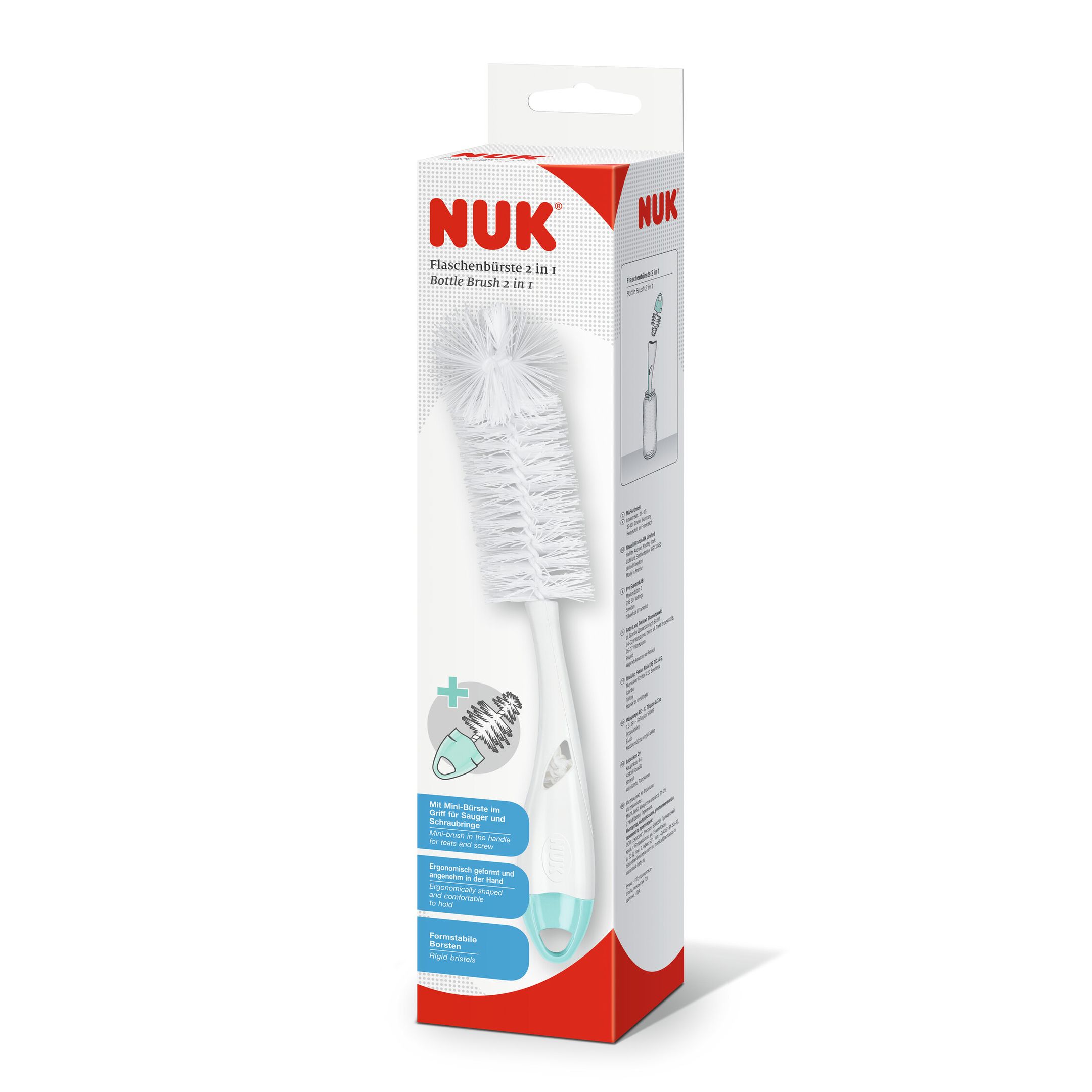 Nuk Четка за шише и биберон 2 в 1, Mint