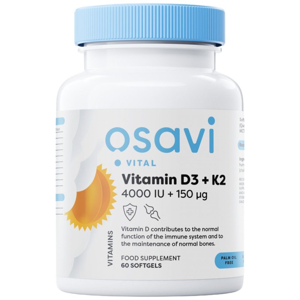Витамин D3+ K2 4000IU + 150mcg х60 капсули Osavi