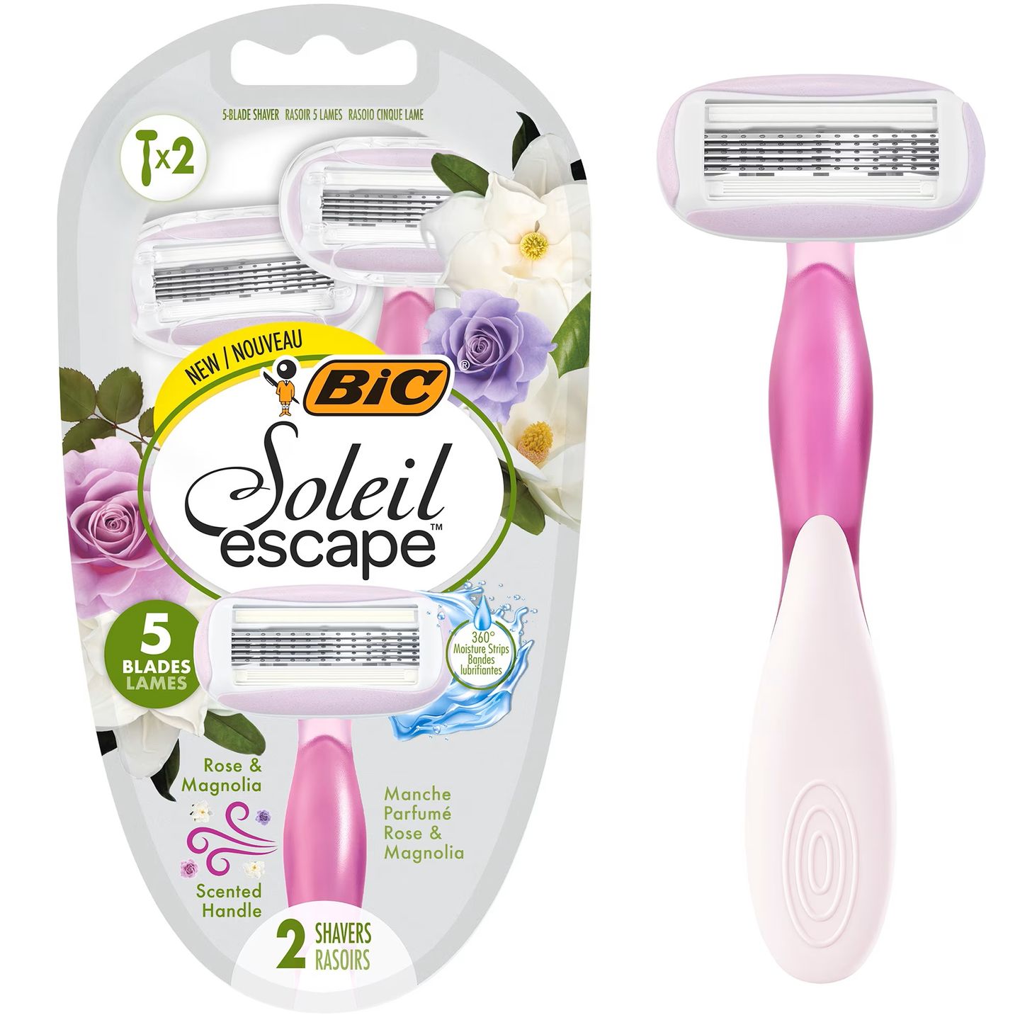 BIC Soleil Escape 5 Еднократна самобръсначка Rose & Magnolia x2 броя