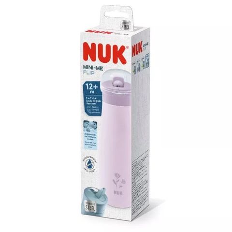 Nuk Mini Me Flip Stainless Чаша за пиене със сламка 12 м+ x500 мл, цвете