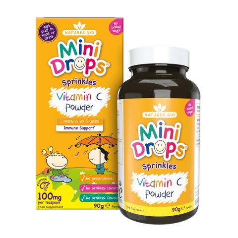 Mini Drops Sprinkles Витамин C на прах за деца x90 грама, Natures Aid