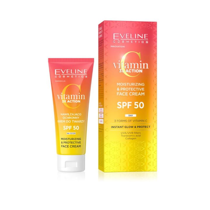 Eveline Vit C Хидратиращ слънцезащитен крем с витамин С SPF50 x50 мл