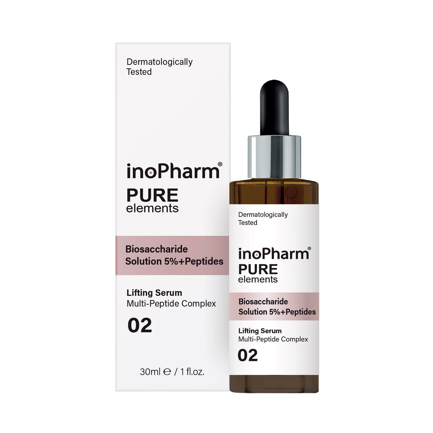 InoPharm Pure Elements Серум за лице с биозахариден разтвор и пептиди ...