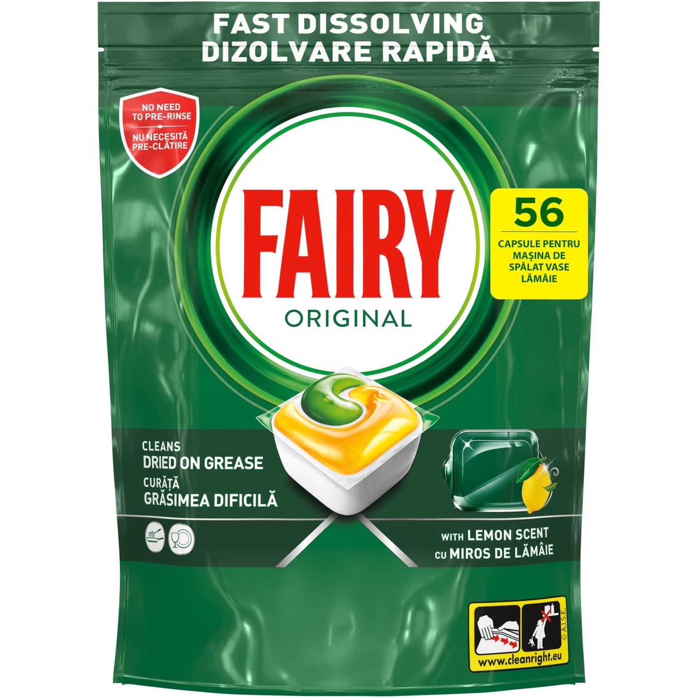 Fairy Original Капсули за съдомиялна, с аромат на лимон х56 броя