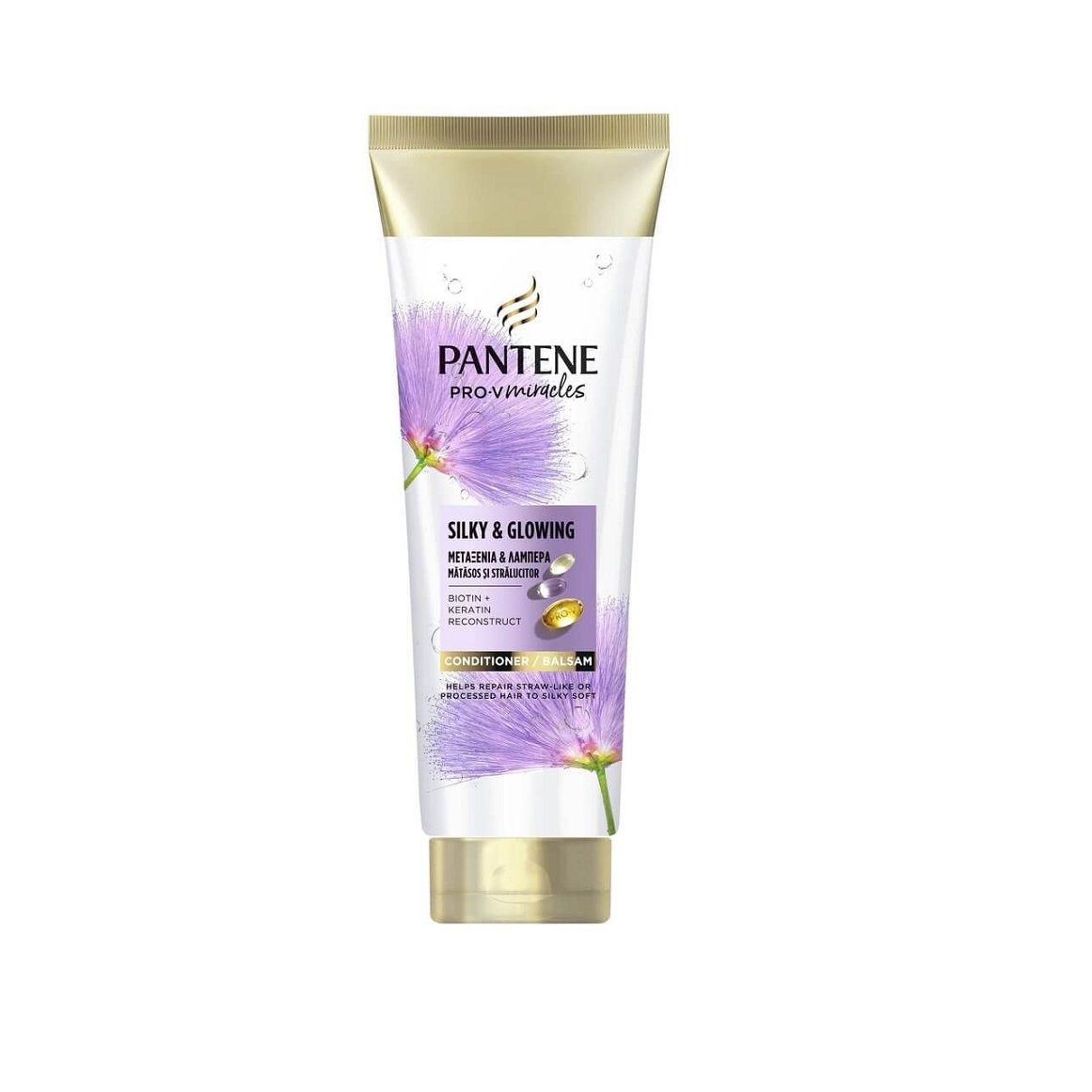 Pantene Pro-V Miracles Silky & Glowing Балсам за увредена коса с биотин и кератин х160 мл