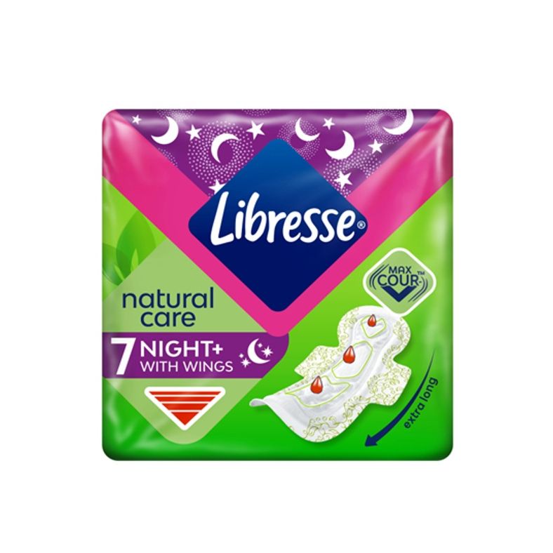 Libresse Natural Care Hight+ Нощни дамски превръзки с алое вера и лайка ...