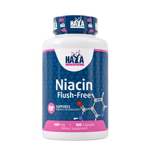 Ниацин (витамин B3) Flush-Free 500 mg х100 капсули Haya Labs