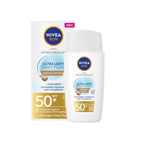 Nivea Sun Ultra Light Оцветен слънцезащитен флуид за лице SPF50+ x40 мл ...