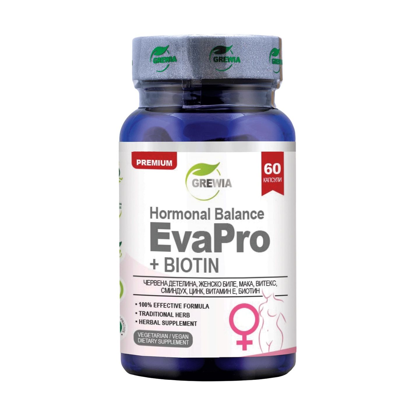 EvaPro с биотин Хормонал баланс х60 веган капсули Grewia