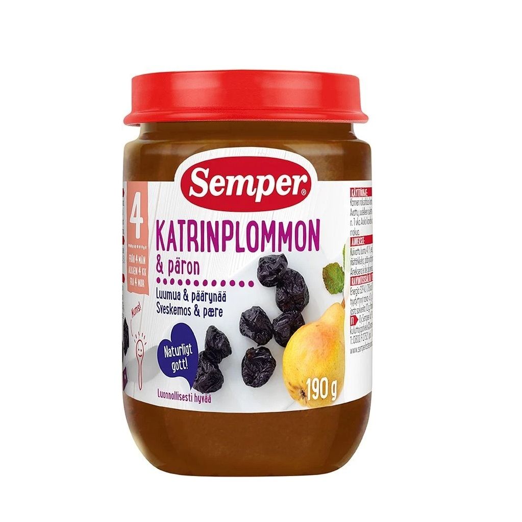 Semper Пюре от сини сливи и круша за деца над 4 месеца х190 грама