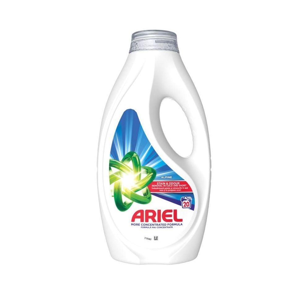 Ariel Alpine Течен перилен препарат за бяло и цветно пране х900 мл, 20 ...