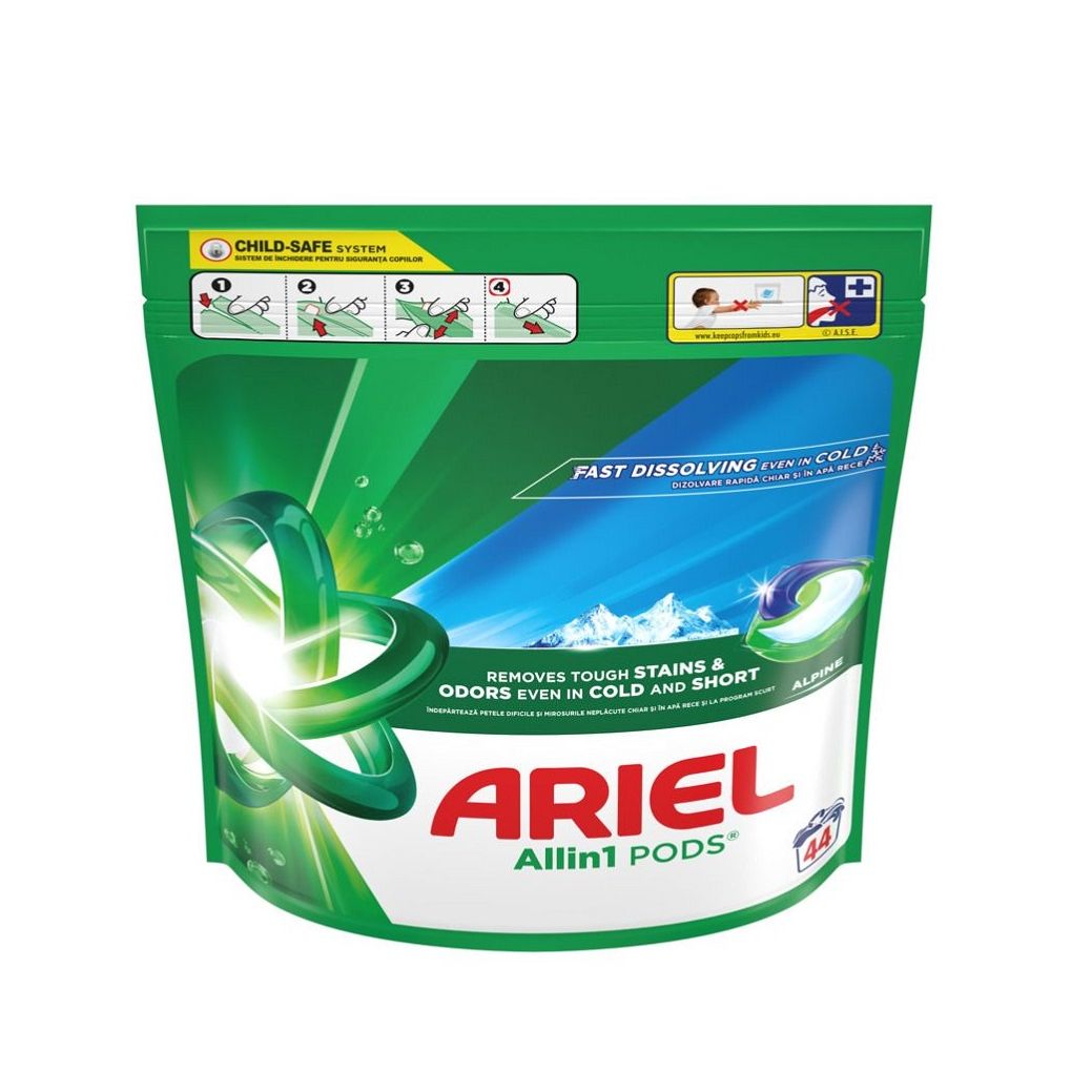 Ariel Alpine All in 1 Pods Капсули за бяло и цветно пране х44 броя